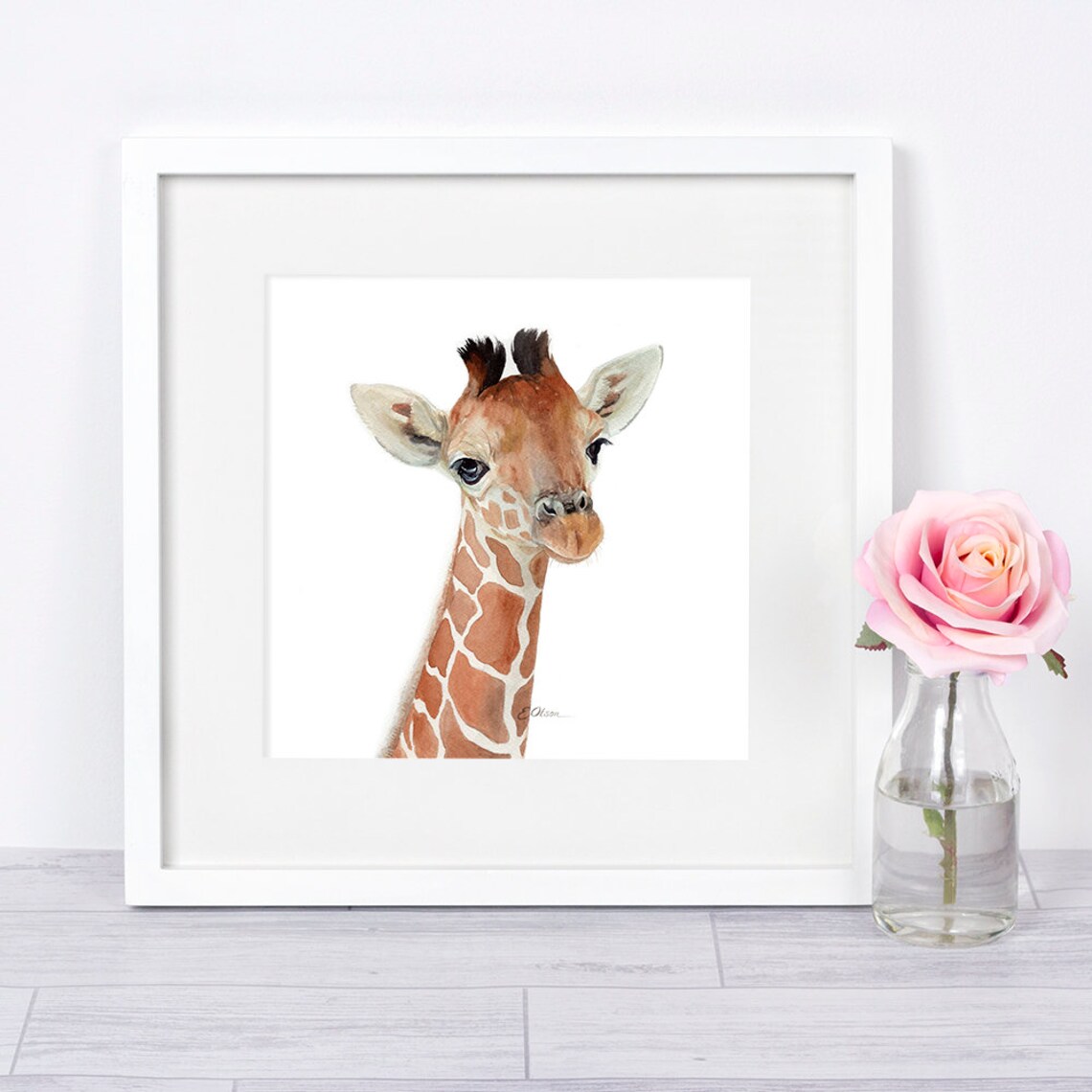 Giraffe Art Gift Baby Giraffe Art Print Watercolor Giraffe - Etsy