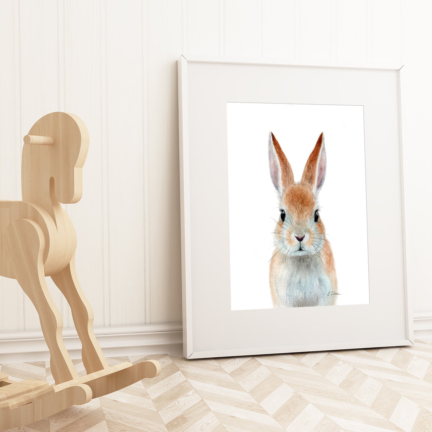 Watercolor Bunny Bunny Rabbit Fine Art Print Nursery Bunny | Etsy