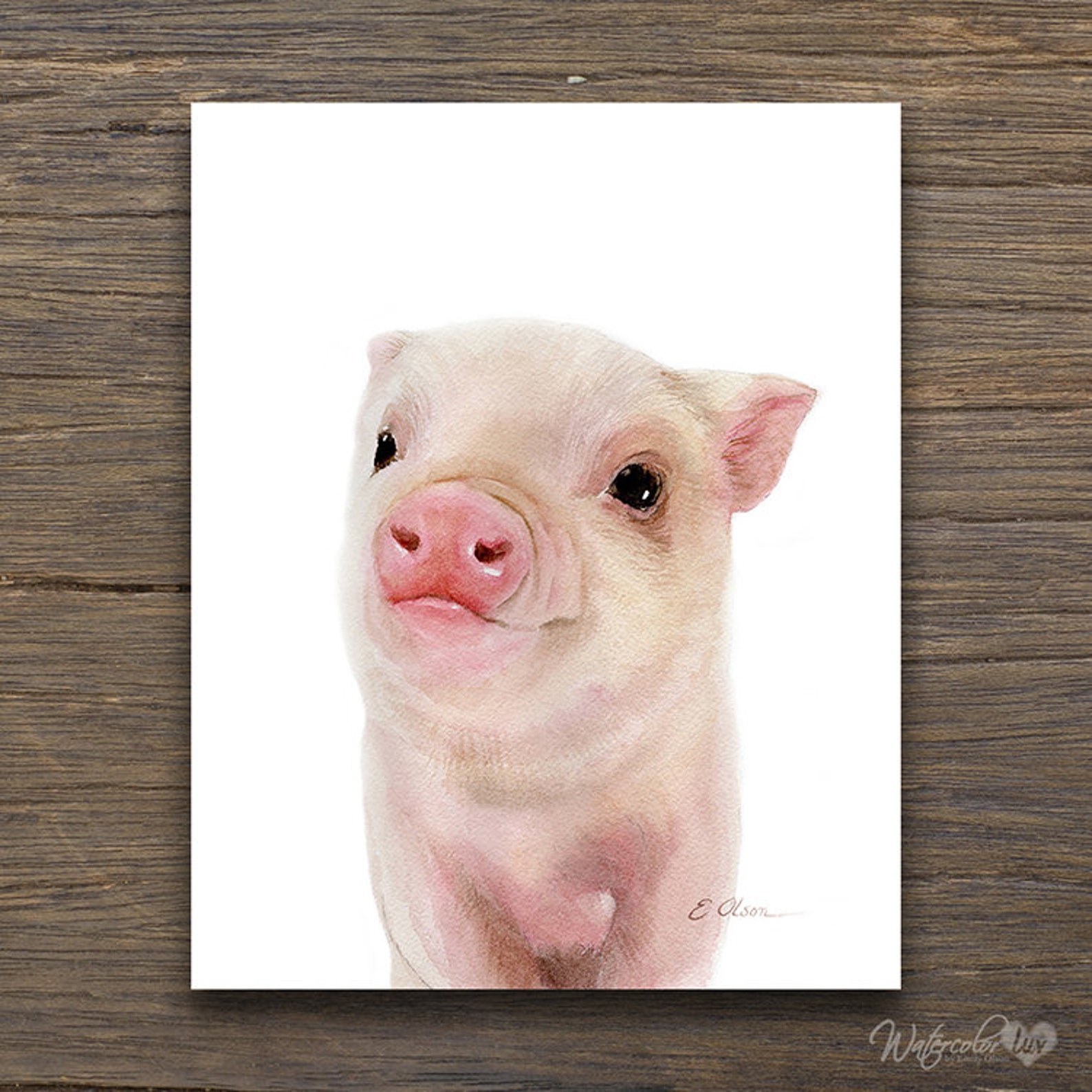Piglet Art Gift Baby Pig Art Print Watercolor Pig Print | Etsy