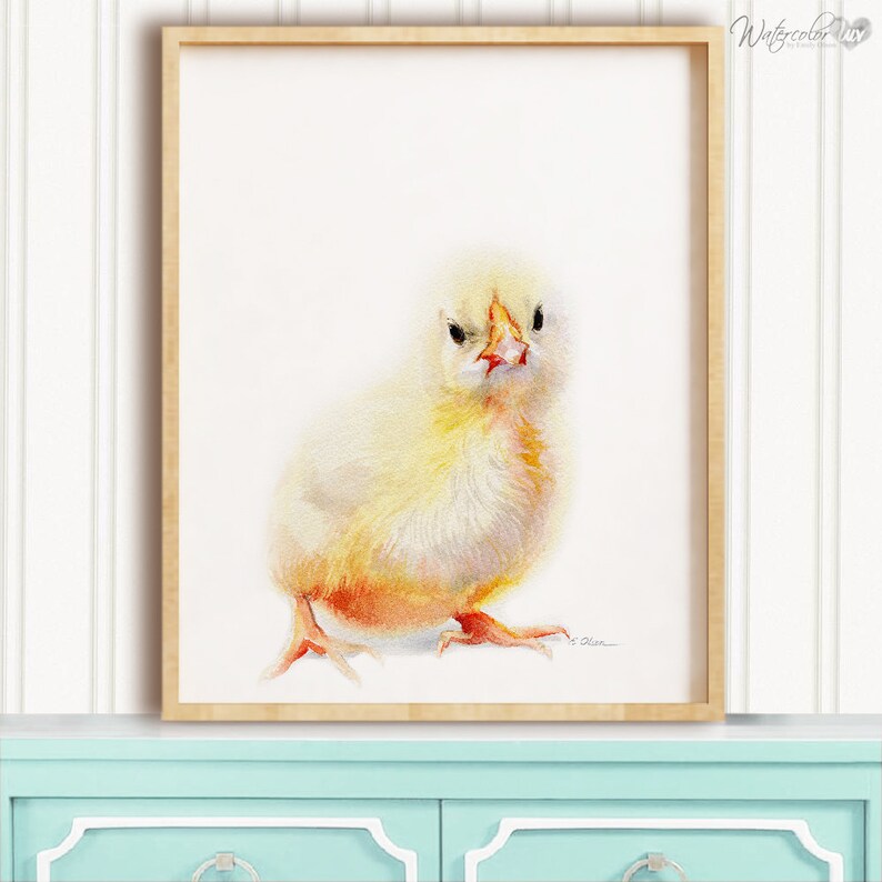 Chick Art Gift Baby Chicken Art Print Watercolor Baby Chick | Etsy