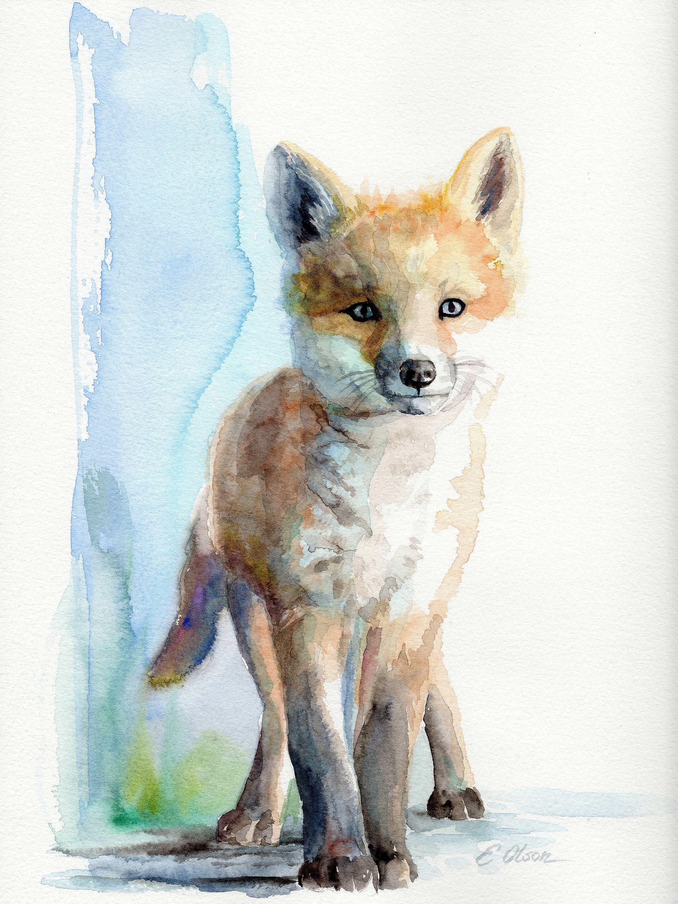ORIGINAL Watercolor Fox Baby Fox Wall Art Nursery Decor - Etsy