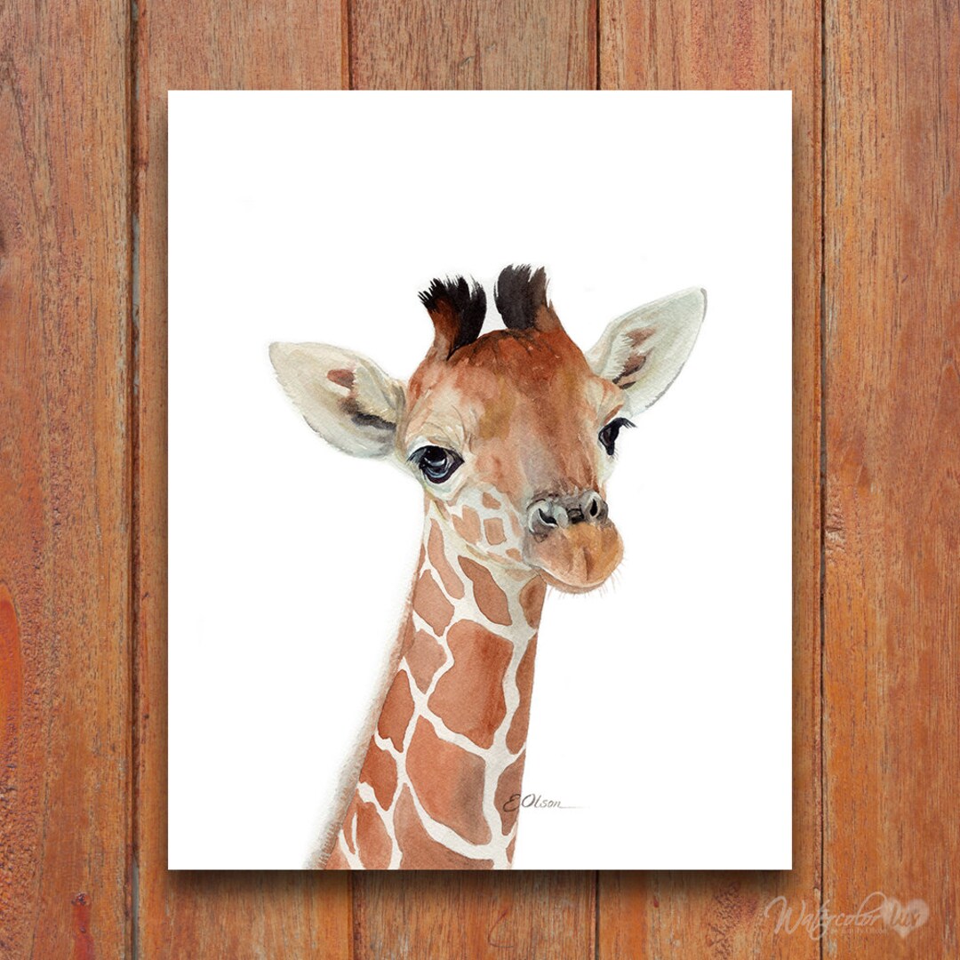 Giraffe Art Gift, Baby Giraffe Art Print, Watercolor Giraffe Print ...