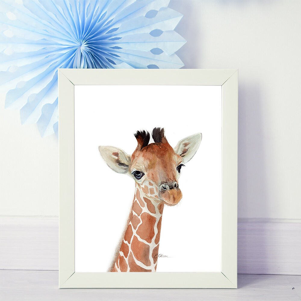 Giraffe Art Gift Baby Giraffe Art Print Watercolor Giraffe - Etsy