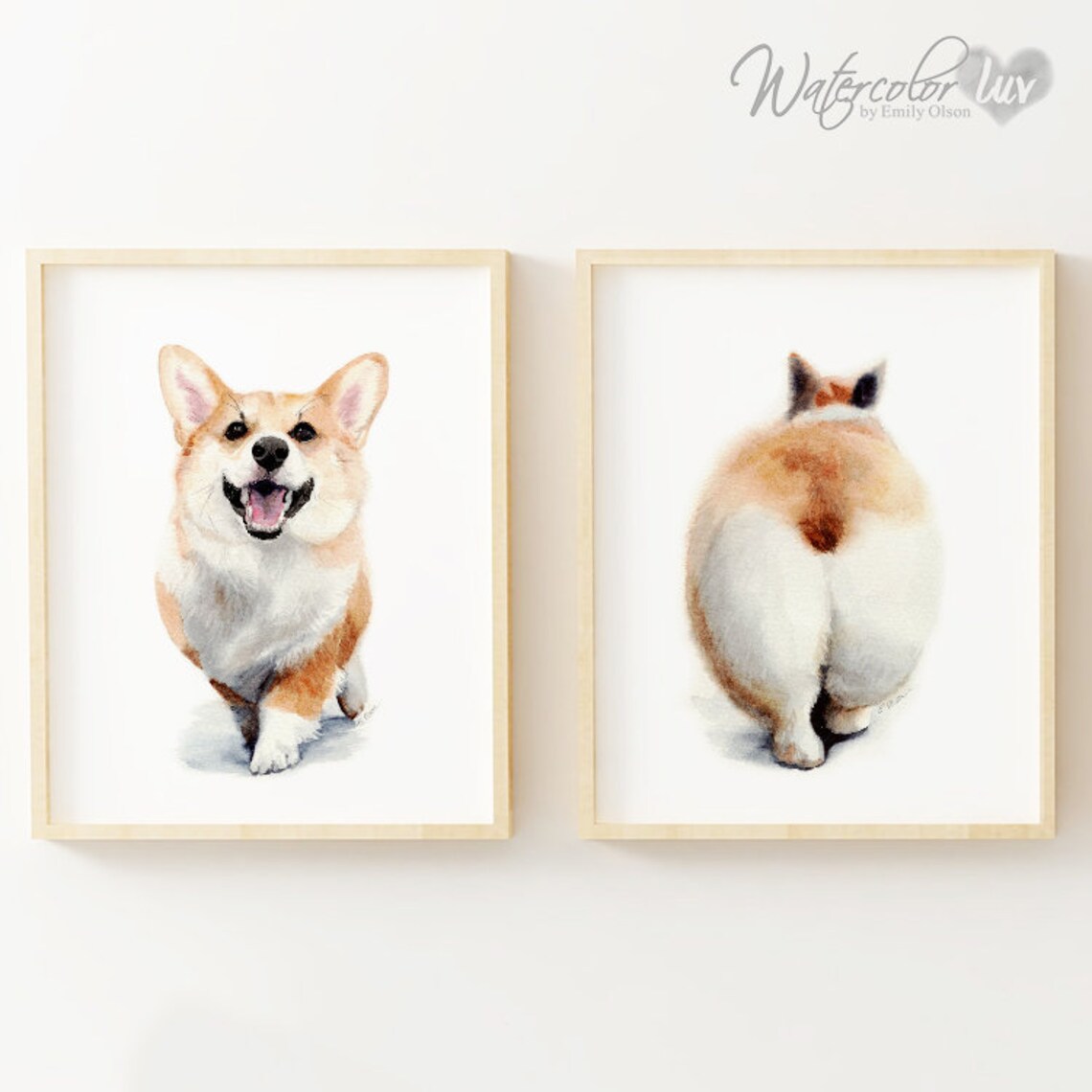 Pembroke Welsh Corgi Prints Set of 2 Prints Corgi Butt Wall | Etsy