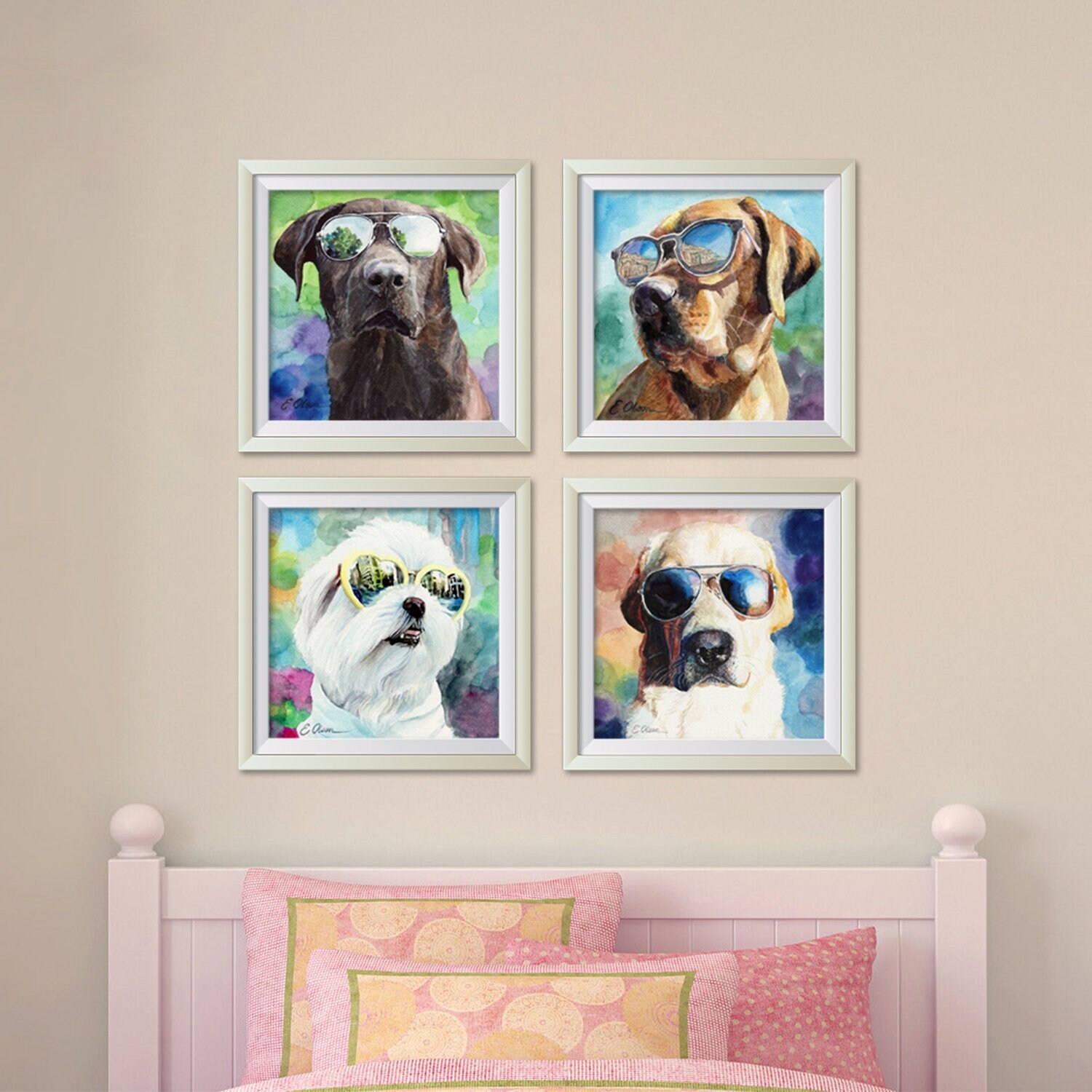 Watercolor Dog Prints Set of 4 High Quality Art Prints Cute | Etsy