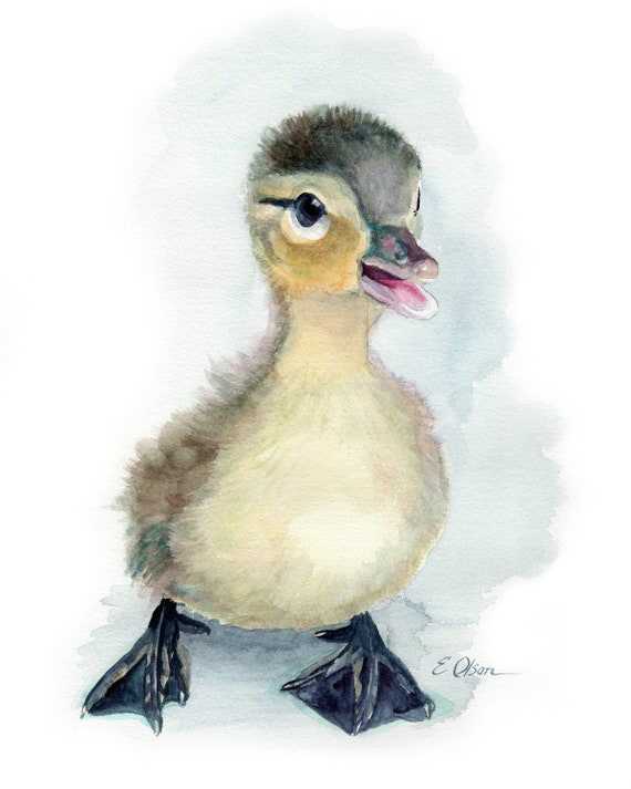 Duckling Art Gift Baby Duck Art Print Watercolor Duck Print | Etsy