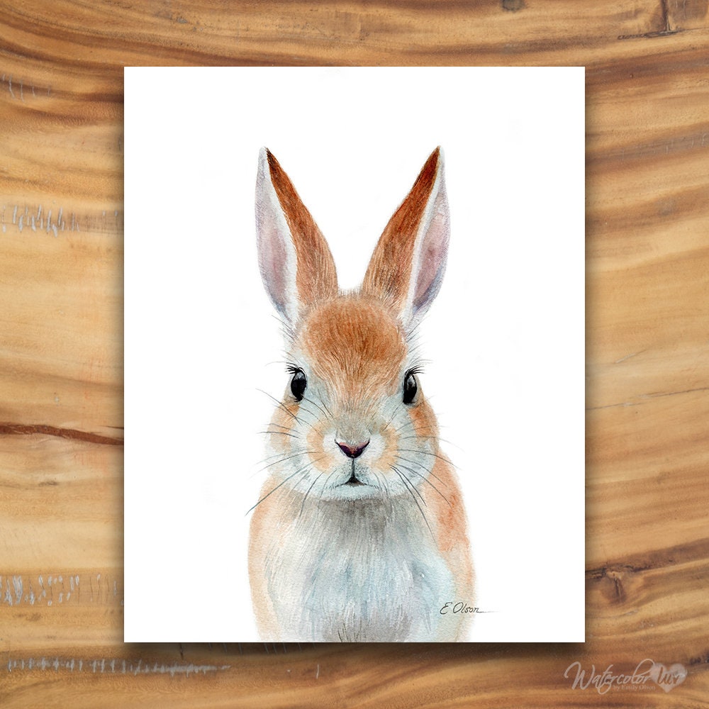 Watercolor Bunny Bunny Rabbit Fine Art Print Nursery Bunny | Etsy