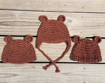 CROCHET PATTERN Bear Baby Hat and Booties Set Newborn Photo Prop ...