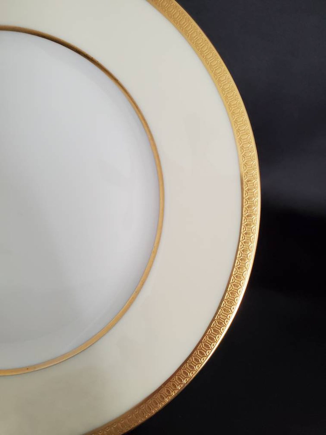 Lenox Springfield Salad Plates (set of 4): Cream & Gold Porcelain ...