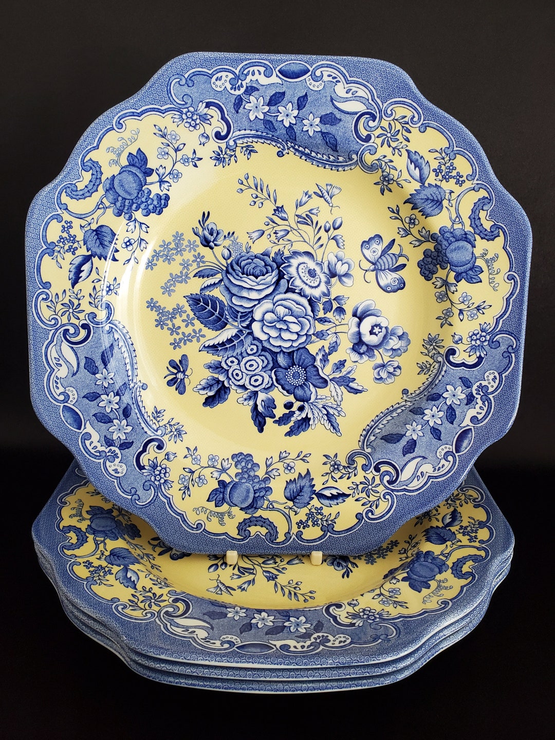 Set of 4/spode/england/blue Rose/spode Blue Room/garden Collection/blue ...