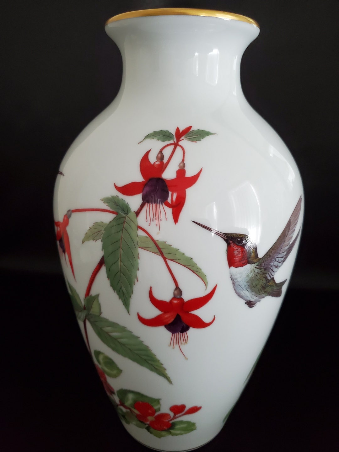 The Garden Bird Vase/franklin Porcelain/limited Edition/hummingbirds/11 ...