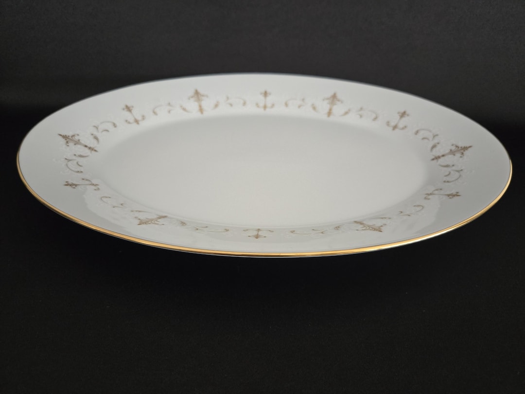 Vintage Noritake Courtney Serving Platter: Gold Trim Porcelain, 12 ...