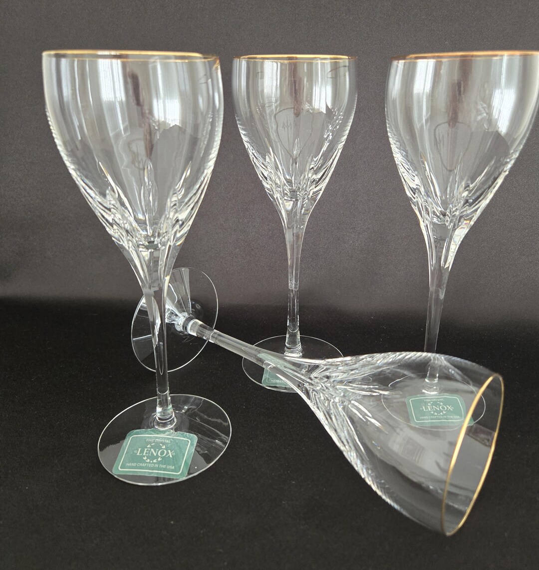 Lenox Firelight Gold Crystal Stemware: 6oz Vintage Wine Glasses (set of ...
