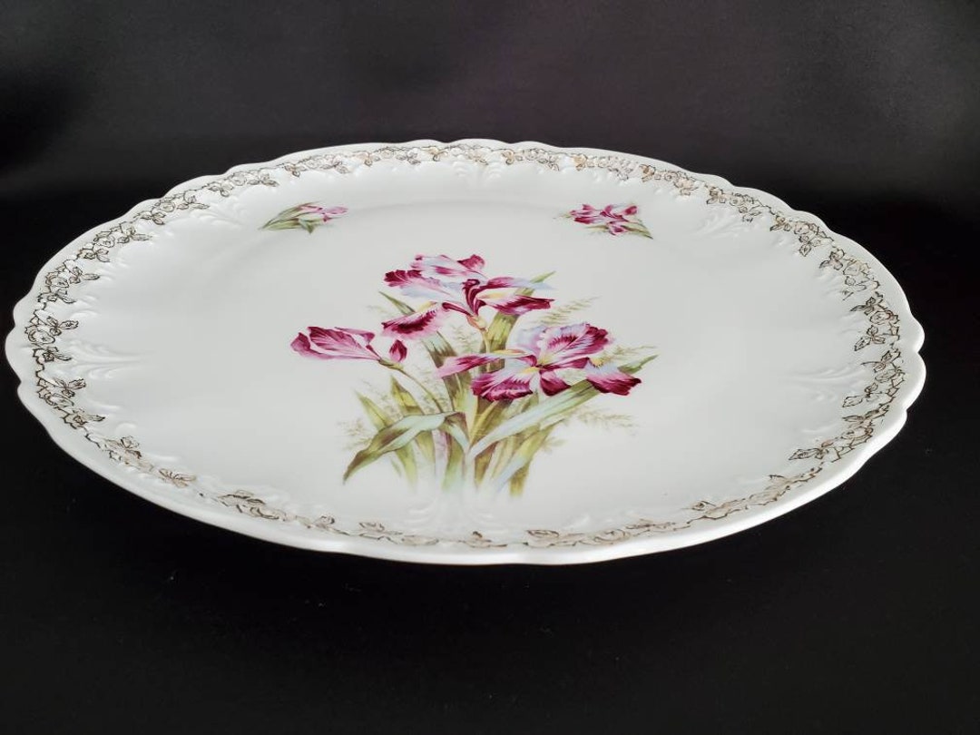 Carstens/german Porcelain/platter/welmar Germany/irises/12" Chop Plate ...