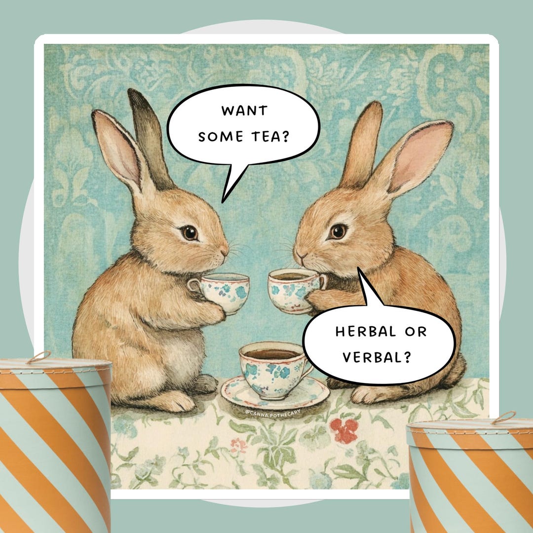 Herbal or Verbal Snarky Rabbit Tea Magnet: Whimsical Art Meme Gift - Etsy