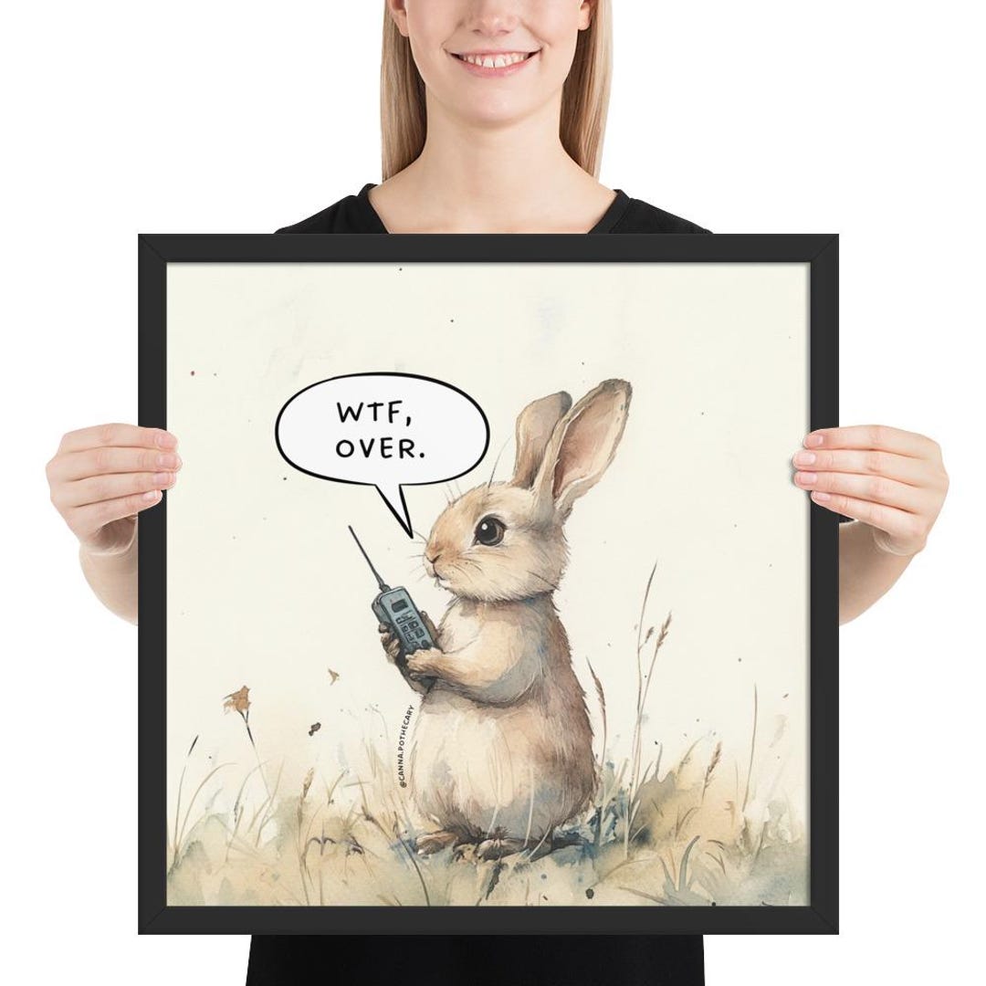 WTF Over Snarky Rabbit Walkie Talkie Framed Poster - Etsy