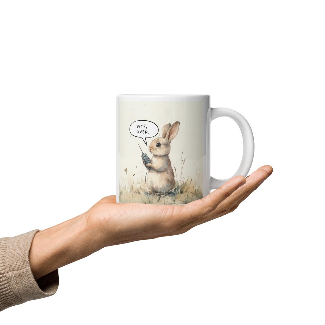 WTF, Over - White Glossy Mug - Walkie Talkie Rabbit - Etsy