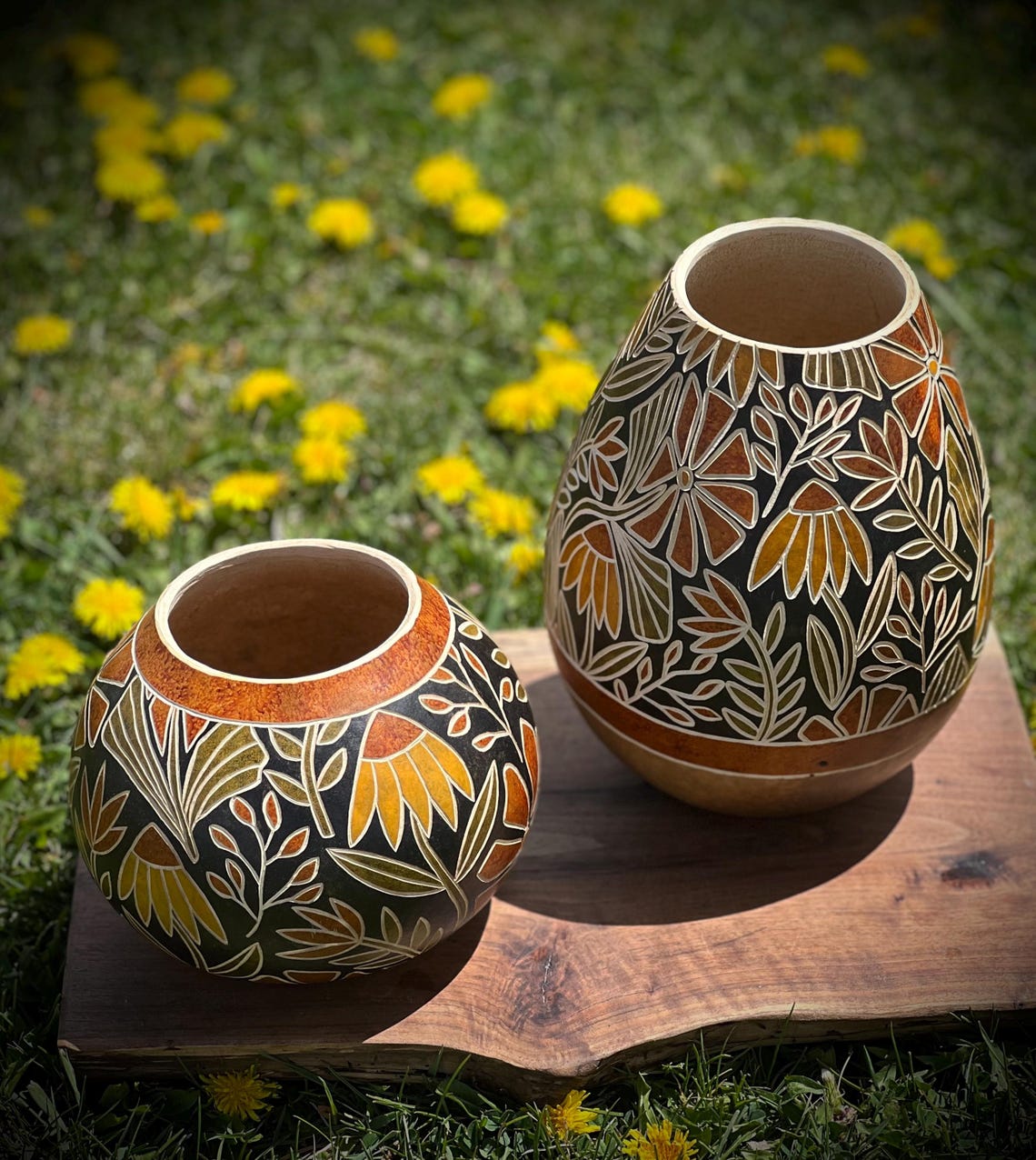 Floral Gourd Set of Two - Etsy