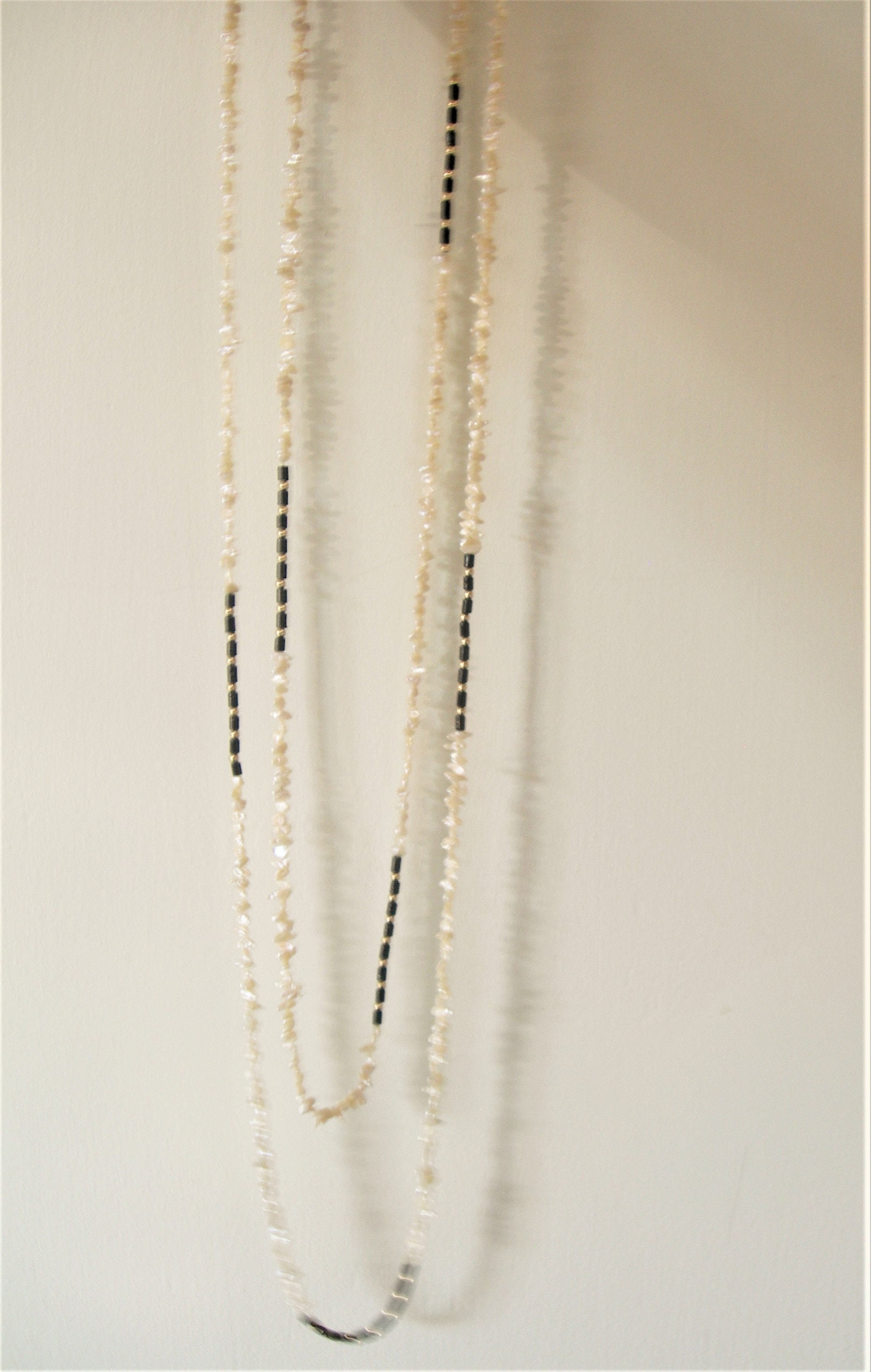 Extra Large Genuine FRESHWATER PEARLS NECKLACE White and Black Vintage ...