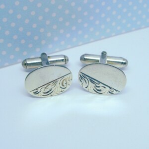 VINTAGE SILVER CUFFLINKS Edwardian Style Oval - Etsy