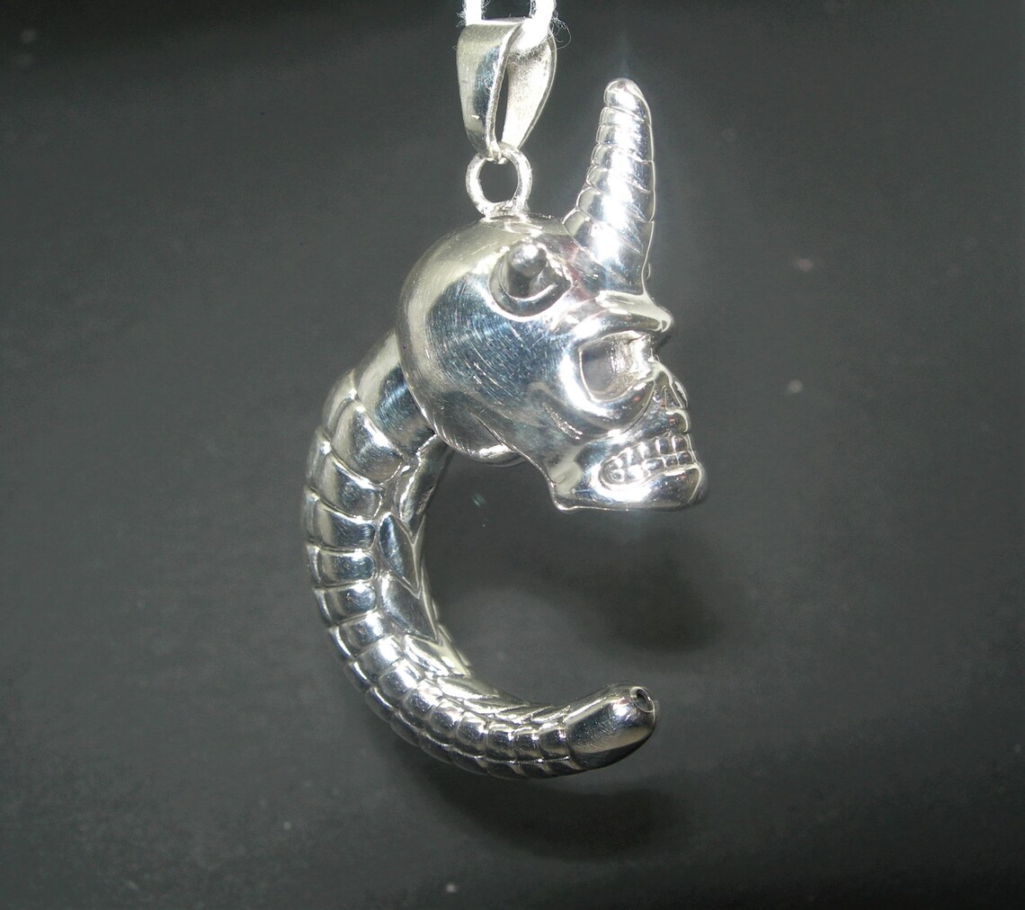 A Skull Pendant Silver A Gothic Devil's Head - Etsy