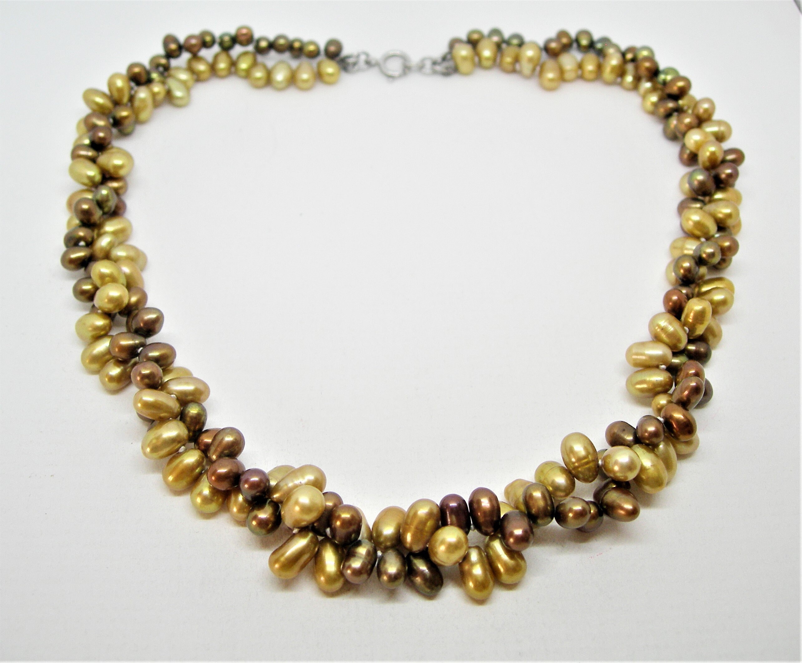 Gold Coloured Genuine FRESHWATER PEARLES NECKLACE Choker - Etsy