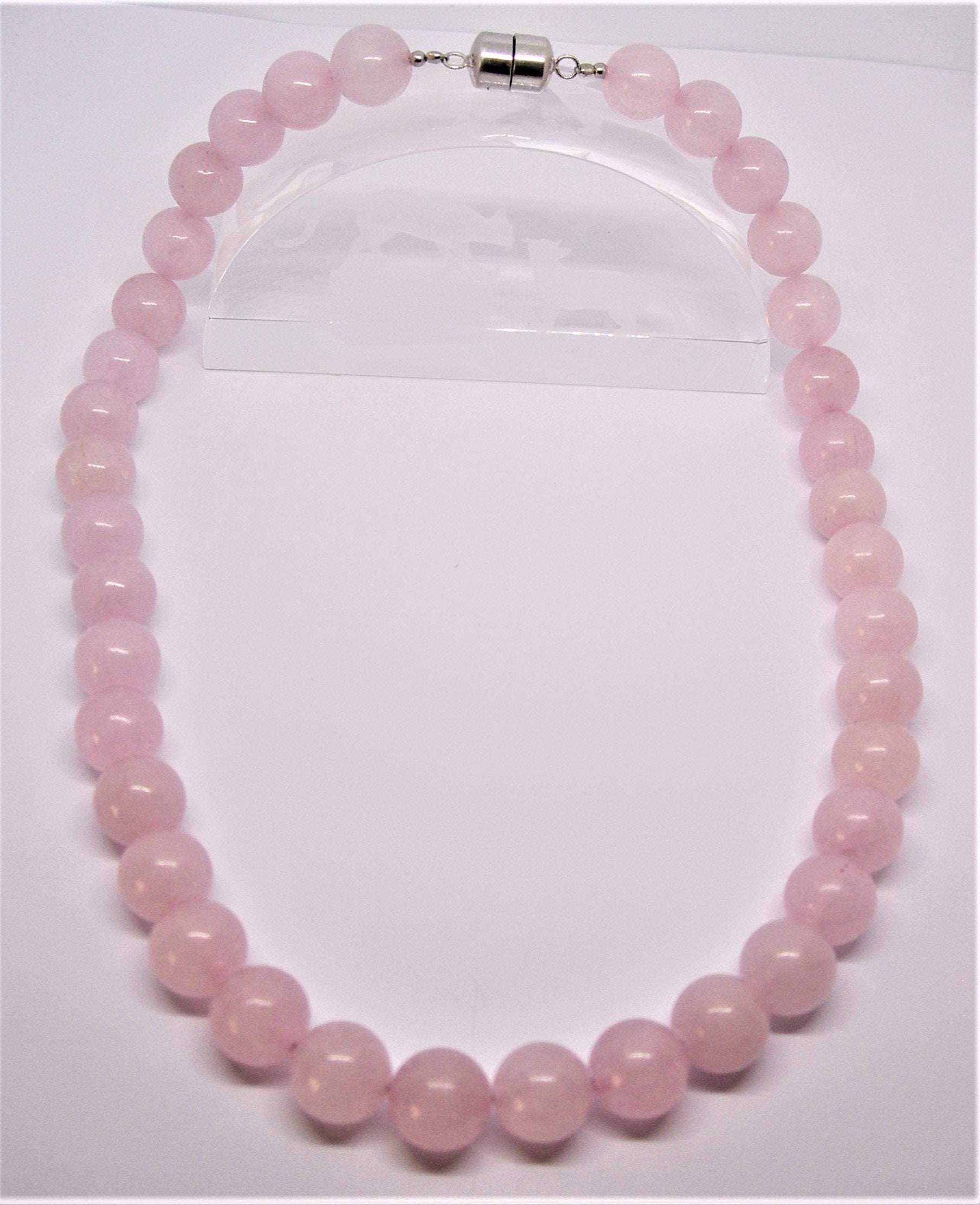 Collar de cuarzo rosa con cierre de imán de plata esterlina | Etsy