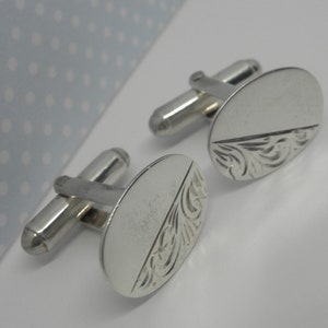 VINTAGE SILVER CUFFLINKS Edwardian Style Oval - Etsy