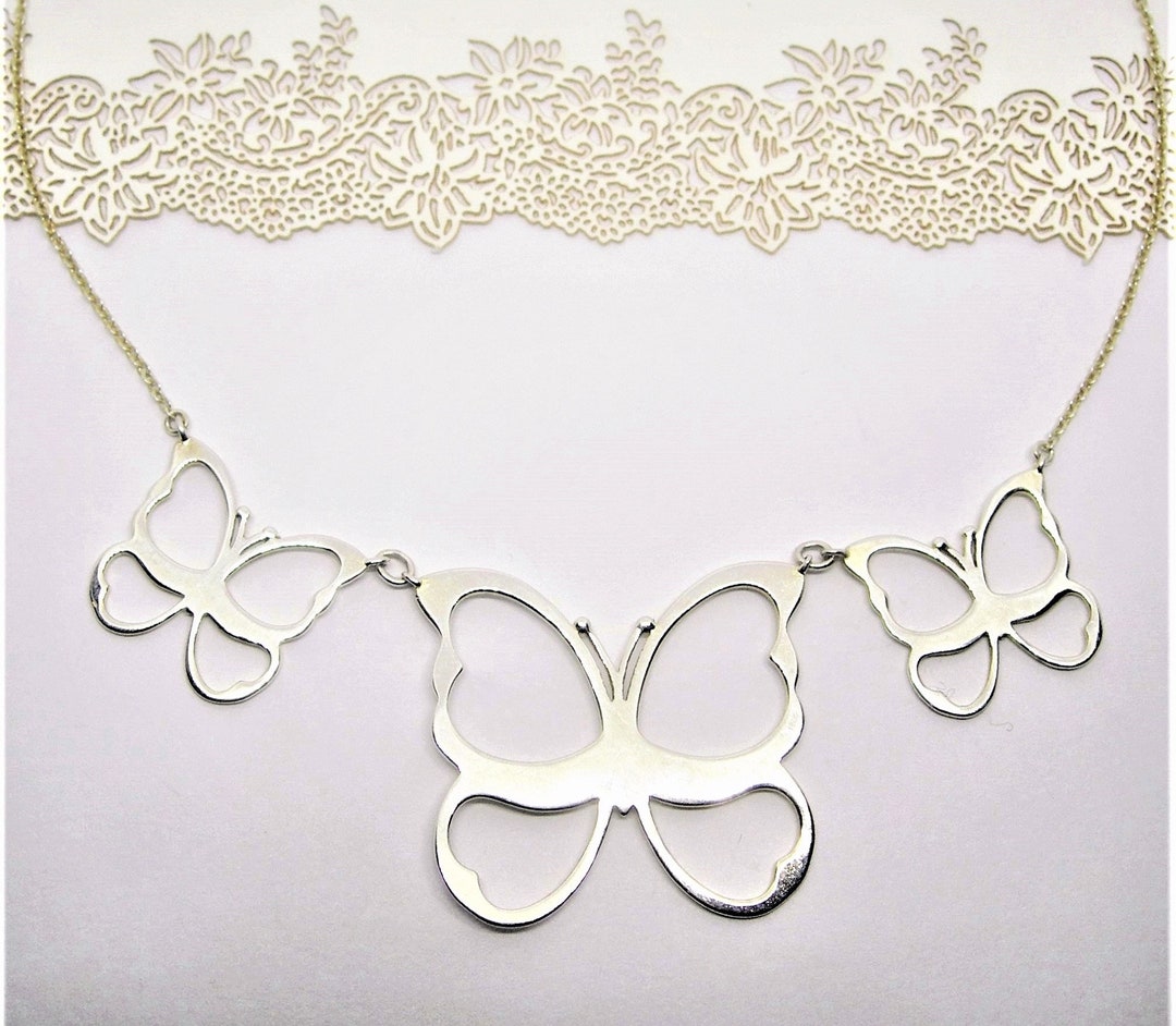 Sterling SILVER Bib NECKLACE Butterflies Art Designed Modernistic - Etsy