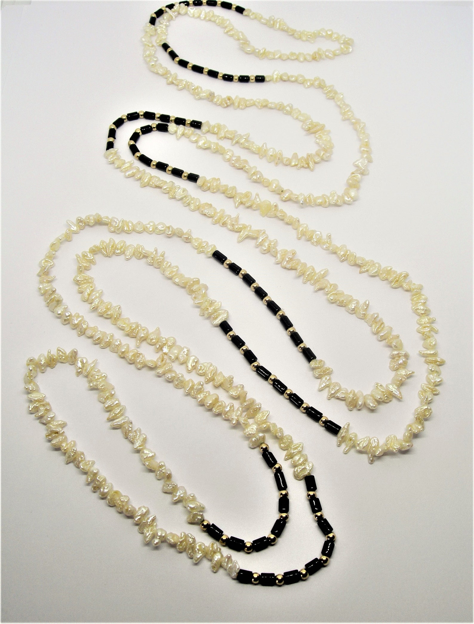 Extra Large Genuine FRESHWATER PEARLS NECKLACE White and Black Vintage ...