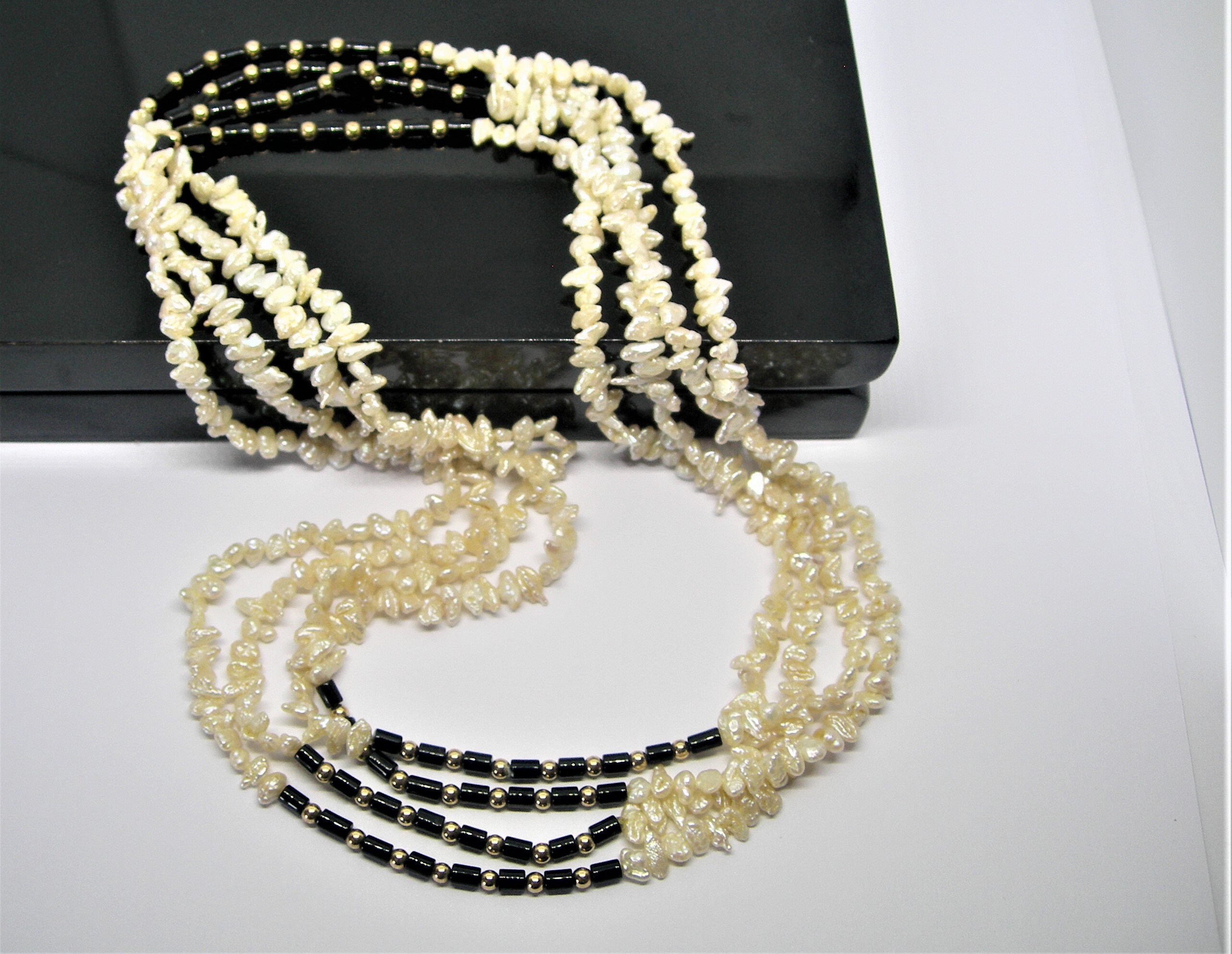 Extra large genuine freshwater pearls necklace White and black | Etsy