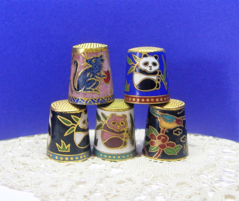THIMBLE Five Chinese CLOISONE ENAMELLED - Etsy