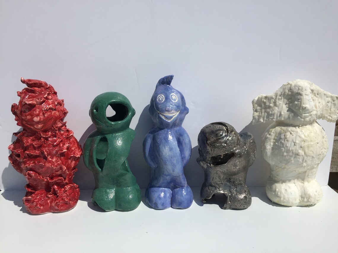 Ceramic Cute Funny Jelly Baby Art Ornament With Purple Glaze - Etsy