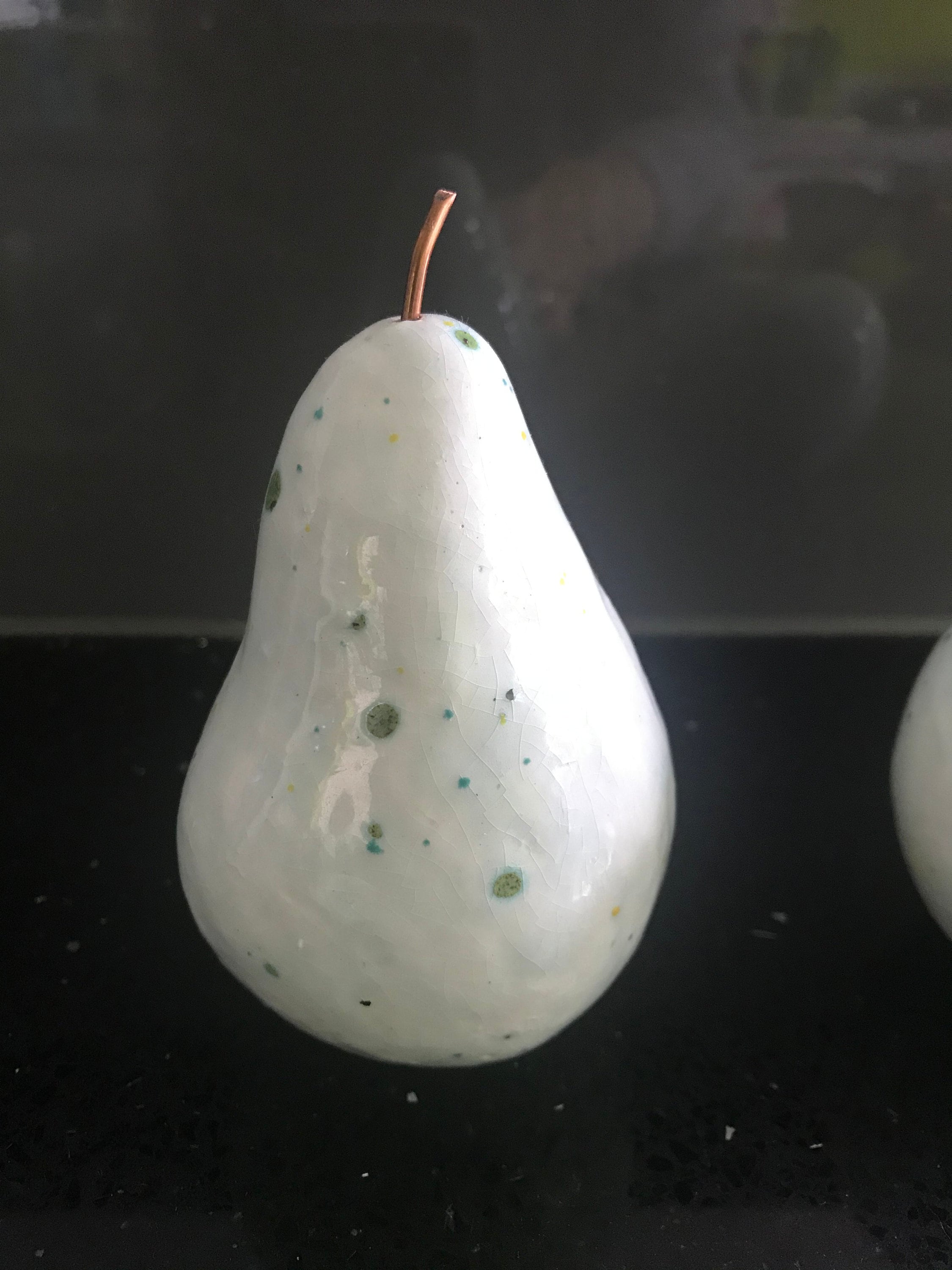 Ceramic handmade pear with copper stalk | Etsy