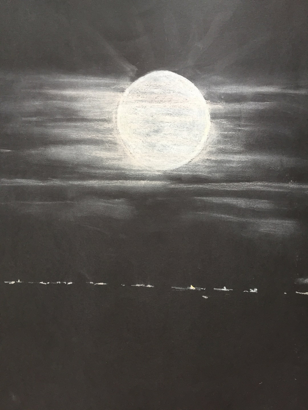 Pastel Drawing - Full Moon at Night - Etsy