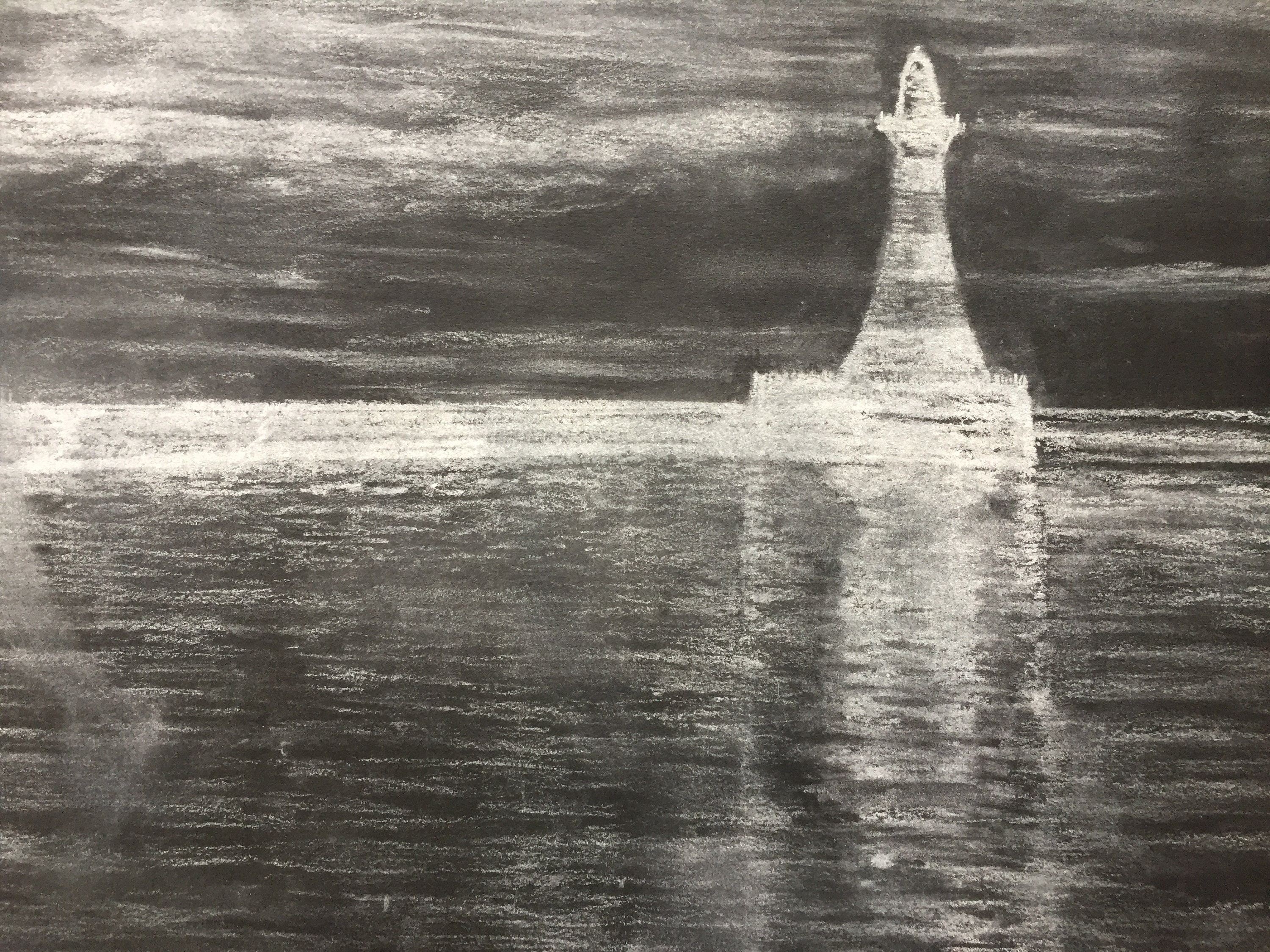 Original Pastel Drawing of Lighthouse and Pier - Etsy