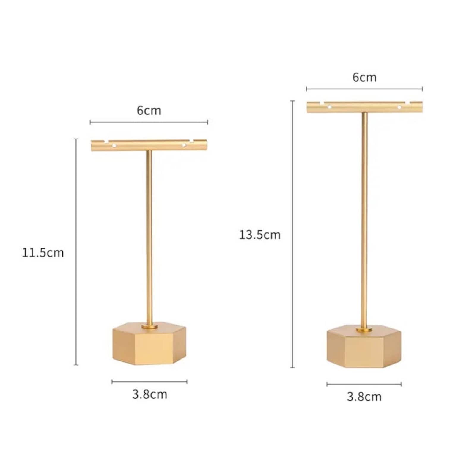 Metal Earring Display Stand, Gold T-bar Earring Holder Jewelry Display ...