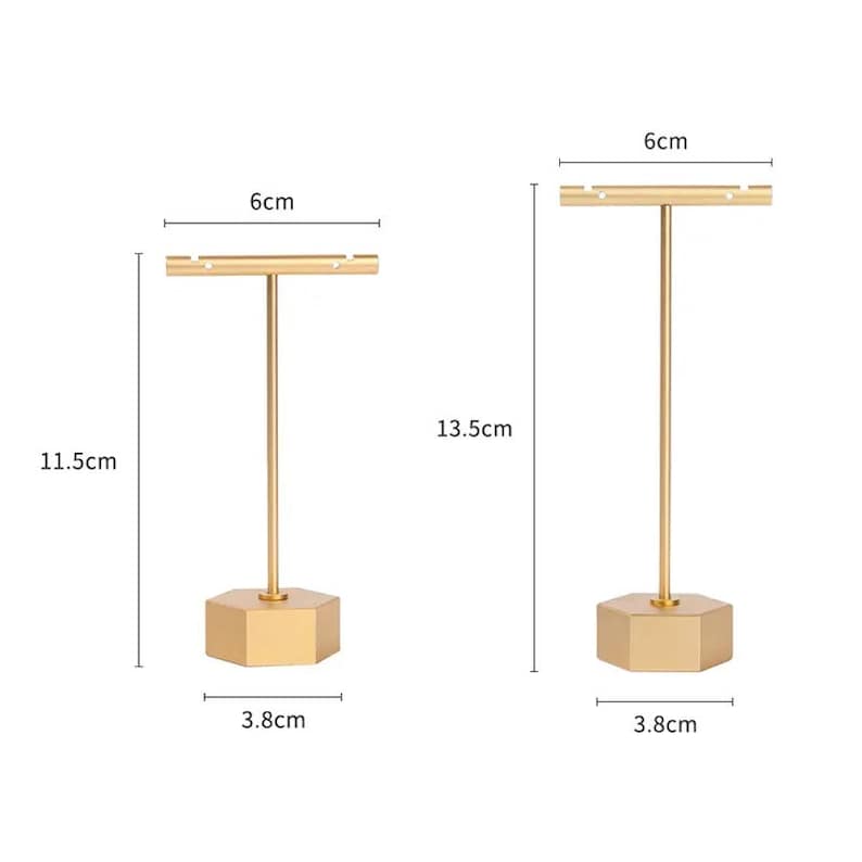 Metal Earring Display Stand, Gold T-bar Earring Holder Jewelry Display ...