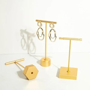 Metal Earring Display Stand, Gold T-bar Earring Holder Jewelry Display ...