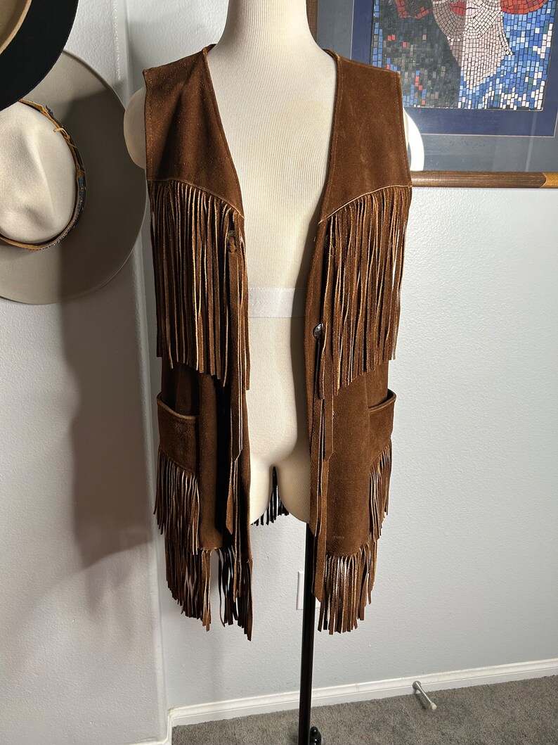 Vintage Jo-kay Fringe Leather Vest - Etsy