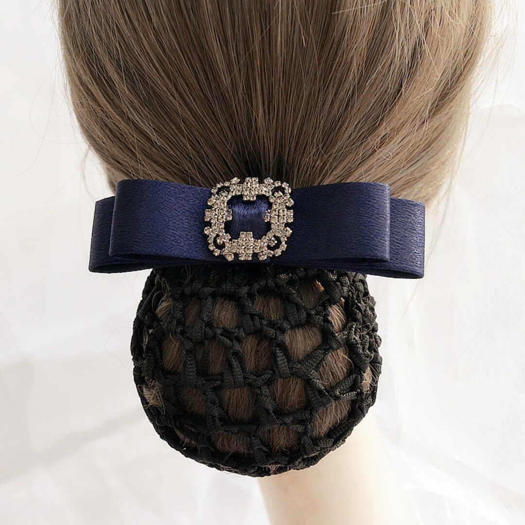 Elegant Big Ribbon Bow Hair Barrette Clip With Snood Net / Bun Cover ...