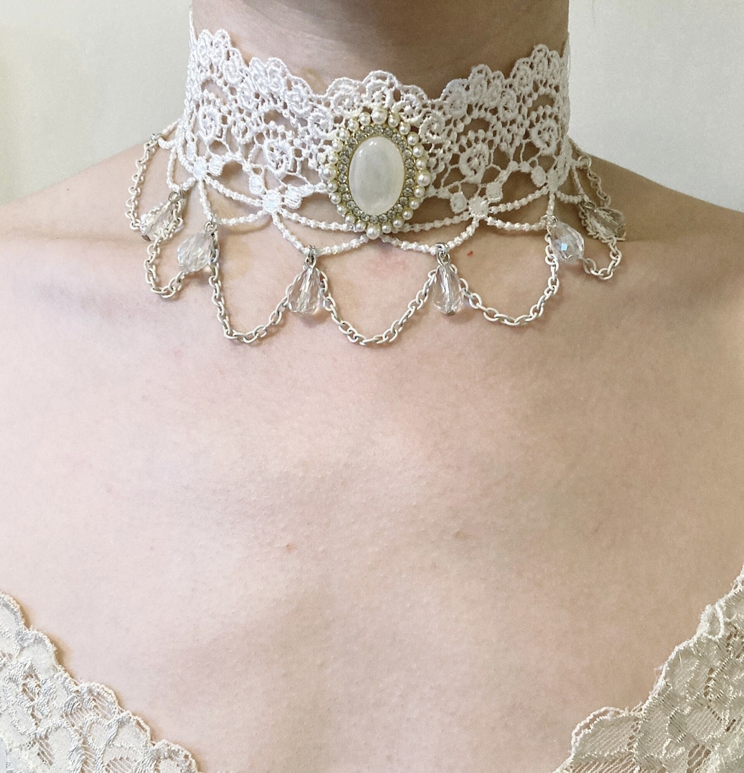 Victorian Inspired White Lace Choker Necklace - Etsy