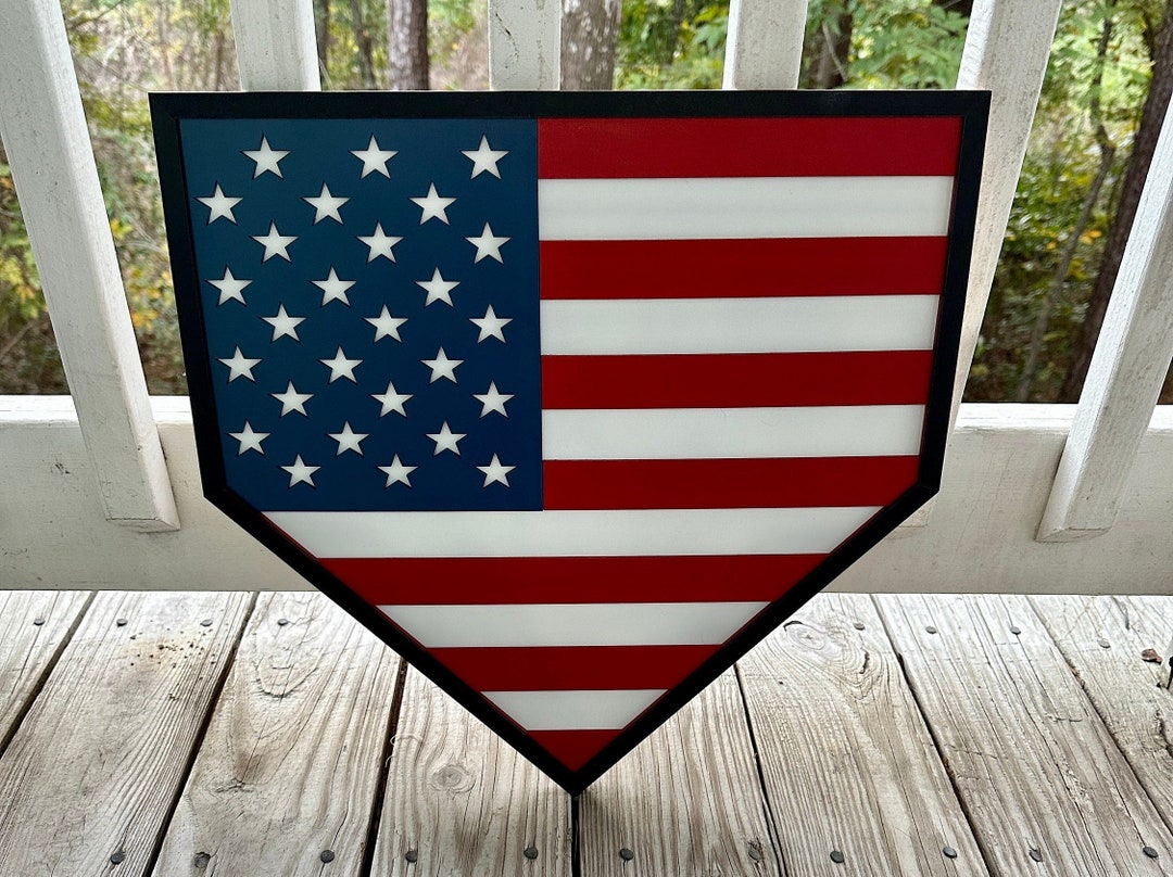 Baseball Home Plate Flag | Baseball Sign | Wood Baseball Decor | Sports ...