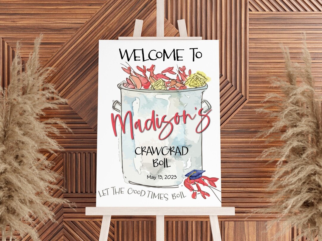 Crawfish Boil Graduation Party Welcome Sign Template - Editable Instant ...