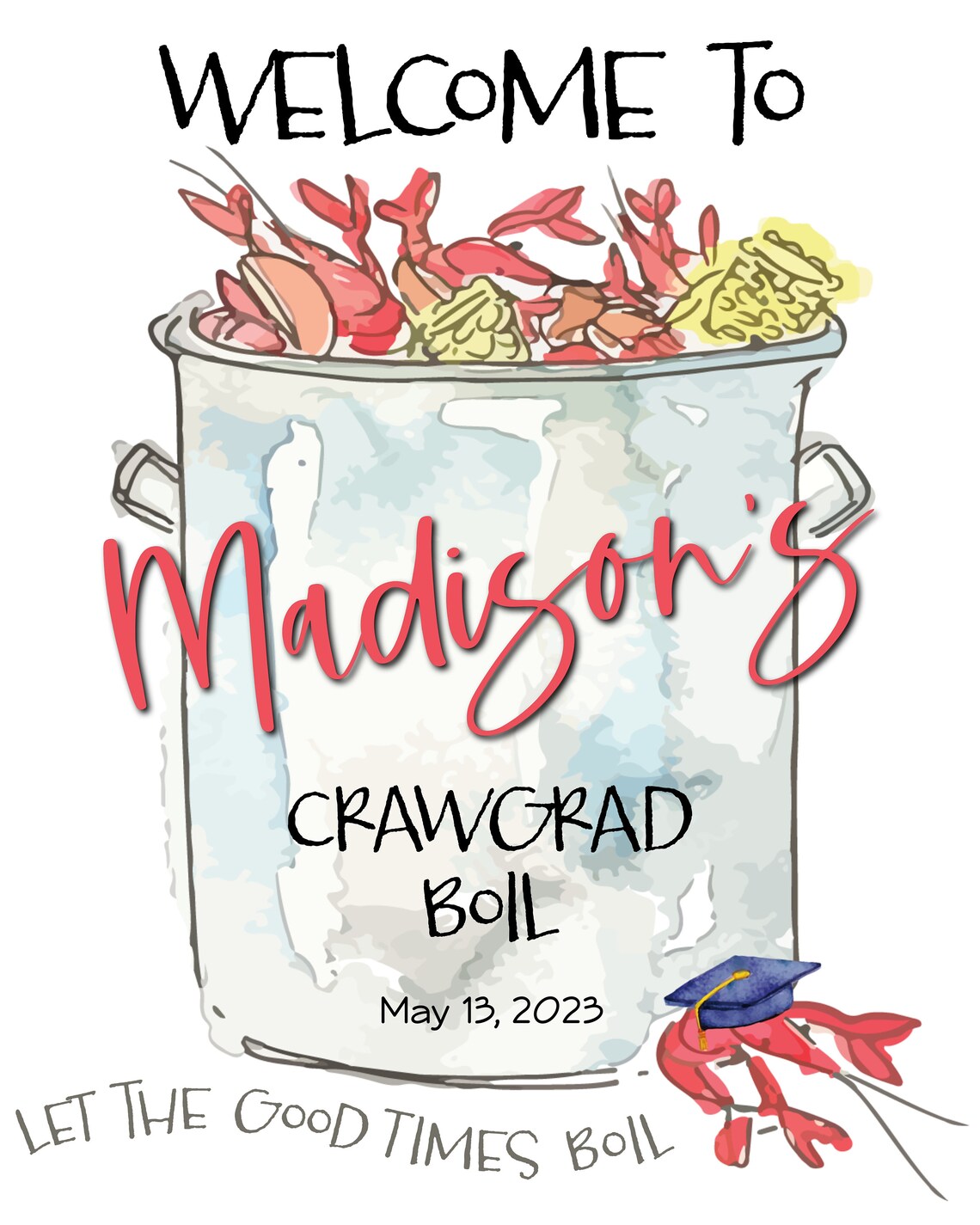 Crawfish Boil Graduation Party Welcome Sign Template - Editable Instant ...