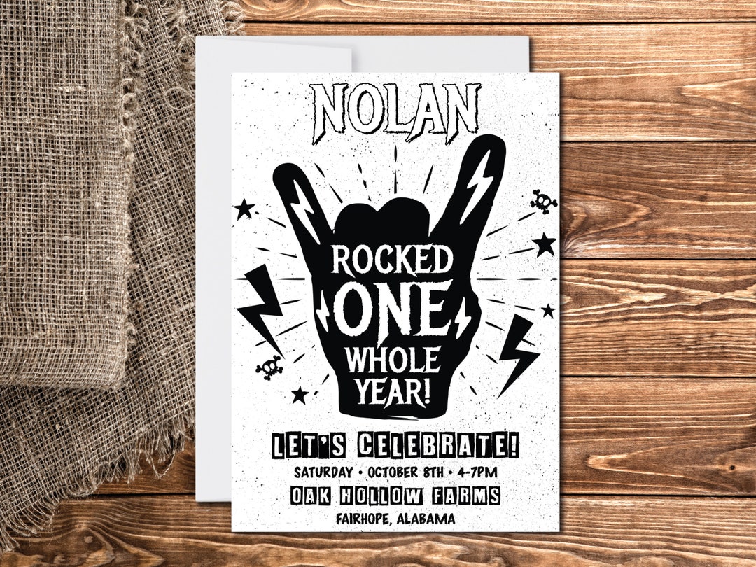 One Rocks Birthday Invitation | Rock and Roll | First Birthday ...
