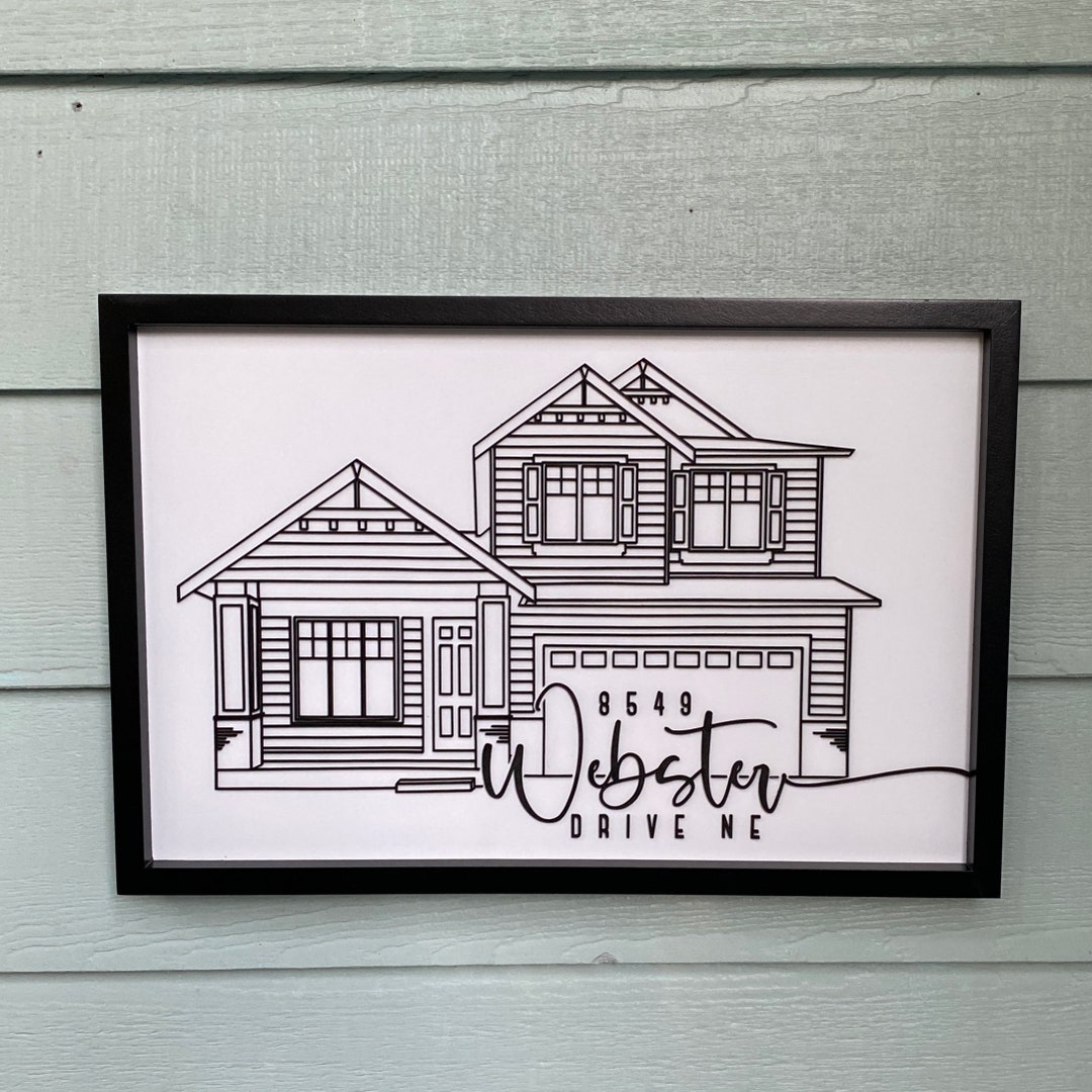 Custom House Outline Sign | 3D Laser Cut House Art | Housewarming Gift ...