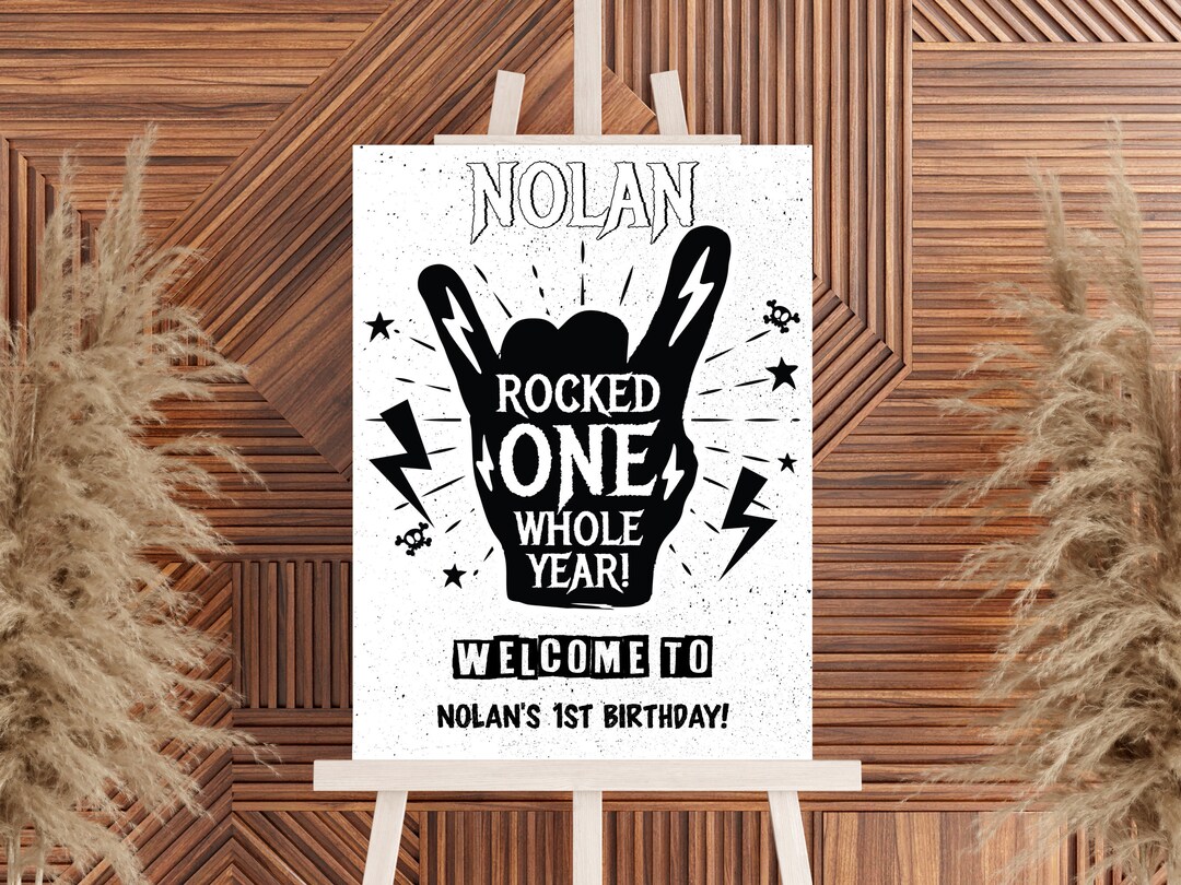 One Rocks Birthday Welcome Sign | Rock and Roll | First Birthday ...
