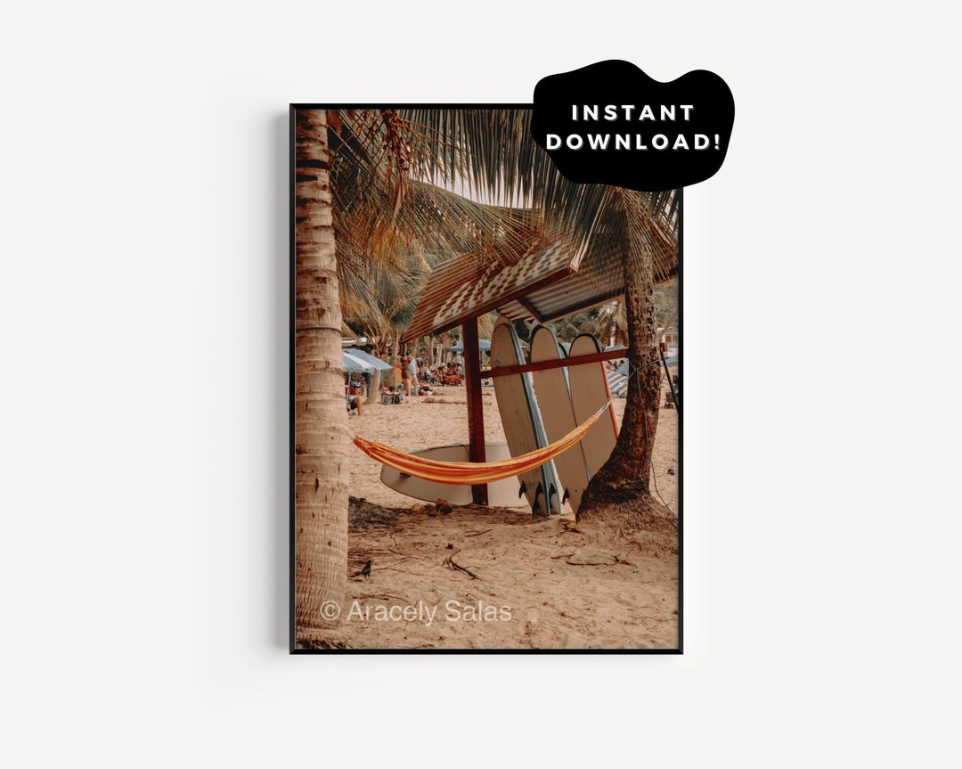Palm Trees, Hammock, Surfboard Printable Photography, Beach Aesthetic ...