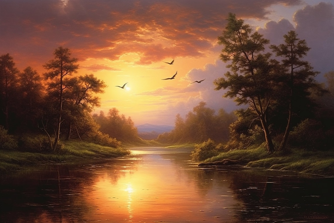 Picturesque Landscape Painting/countryside Landscape Print/nature ...